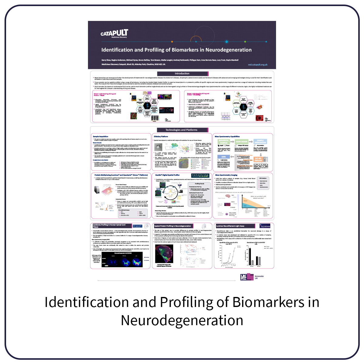Identification and Profiling of Biomarkers in Neurodegeneration